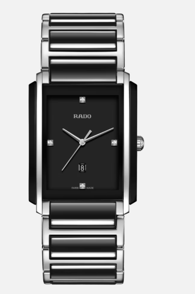 Rado Integral Diamonds Black-Silver Rectangular Dial With Diamonds Wom ...