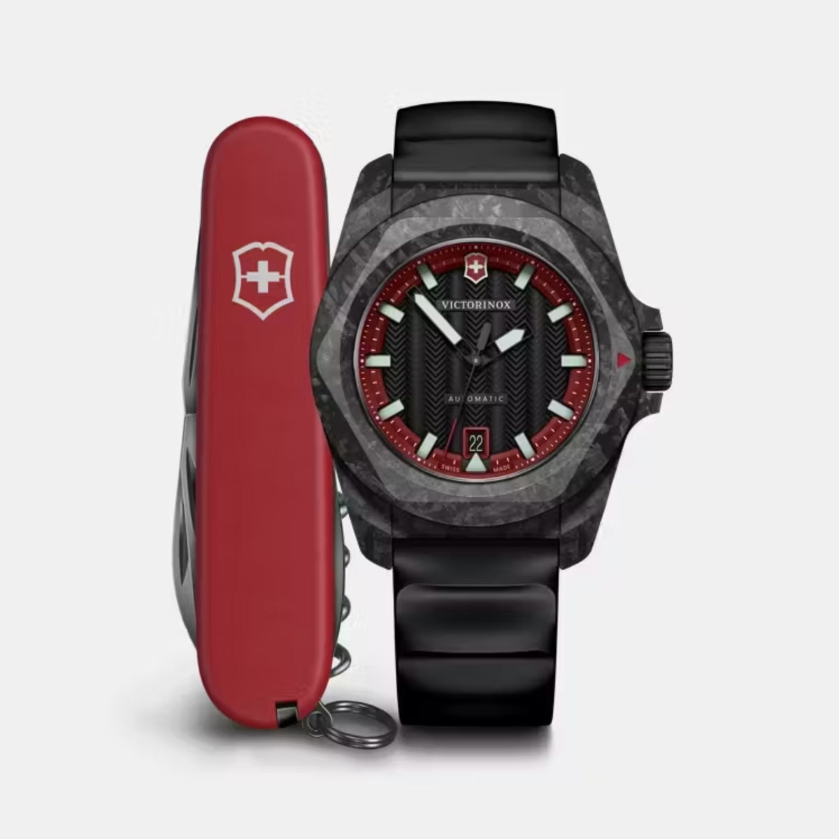 Victorinox I.N.O.X. Automatic Matt Black Dial With Red Outer Ring Men ...
