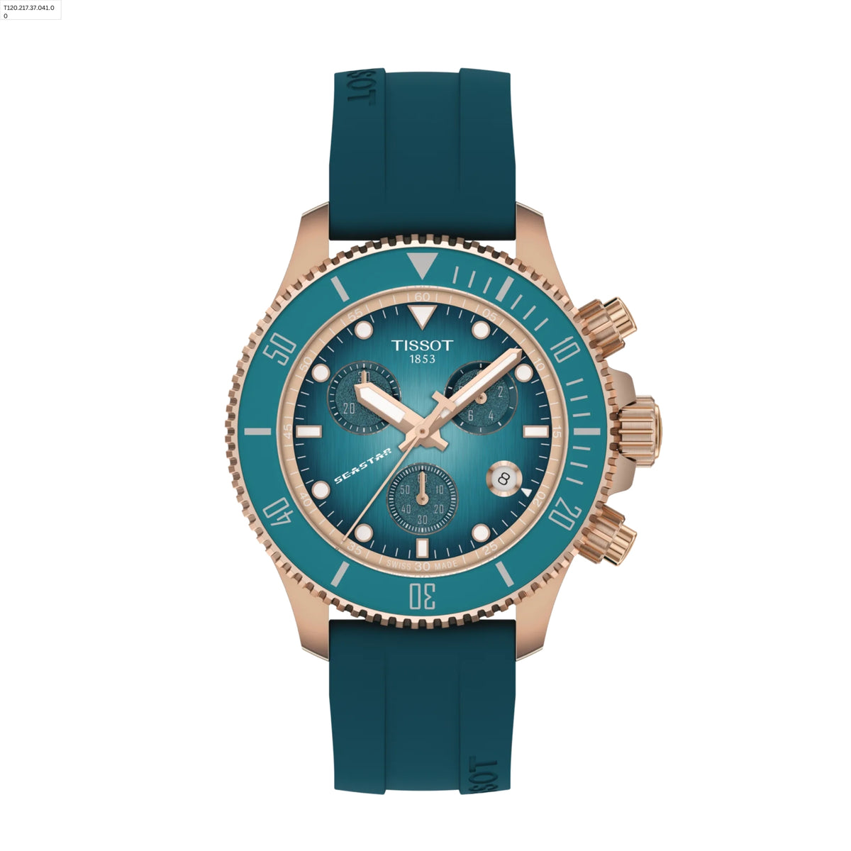 Tissot Seastar 1000 Quartz Chronograph 38mm Turquoise Dial Watch T1202 ...