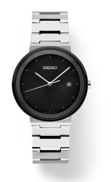 Seiko Essentials Collection Black dial and Silver Bracelet Men's Watch ...