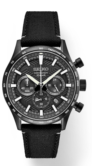 Seiko Essentials Collection Black dial and Black Leather Men's Watch S ...