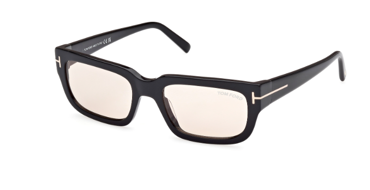 Tom Ford Ezra FT1075 01E ShinyBlack/Brown Photochromatic Rectangular S ...