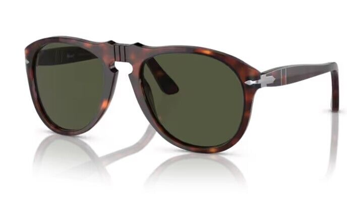 Persol 0PO0649 24/31 Havana/Green 56mm Soft Square Men's Sunglasses ...