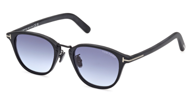 Tom Ford FT1049 D 02W Matte Black/Blue Gradient Square Men's Sunglasse ...