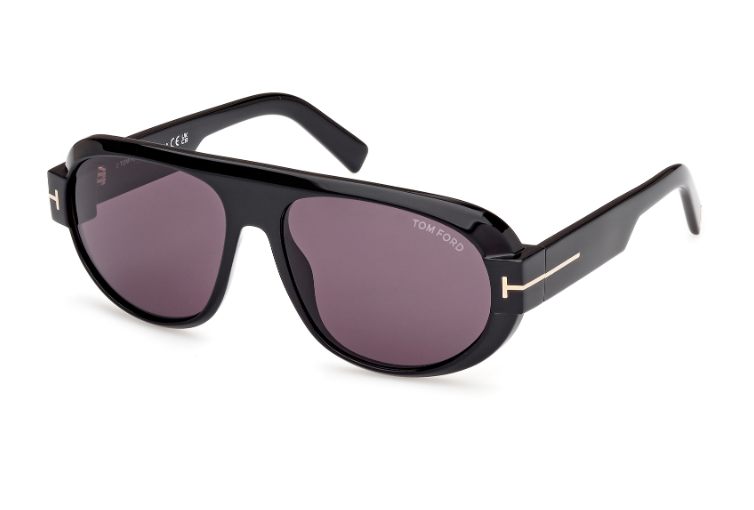 Tom Ford BLAKE 02 FT1102 01A Shiny Black/Smoke Soft Round Men's Sungla ...