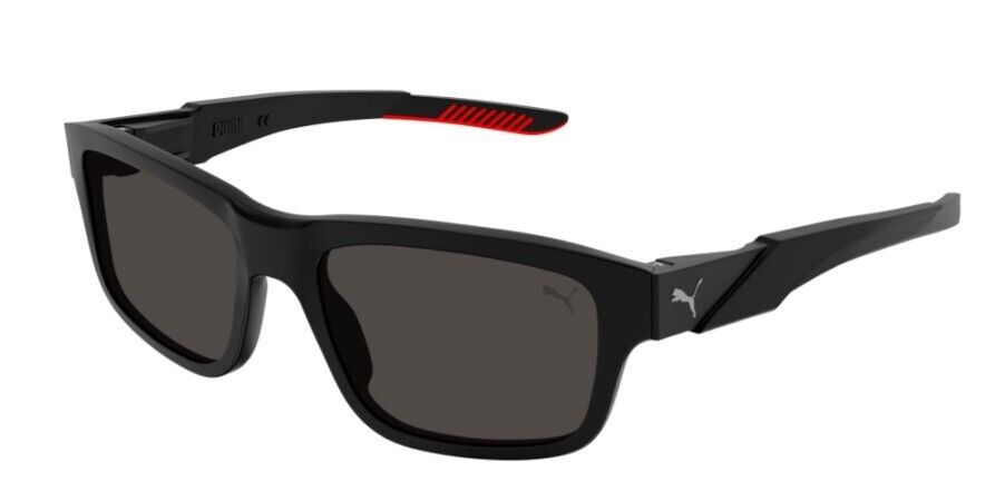 Puma PU0359S 001 Black/Smoke Rectangular Matte Full Rim Men's Sunglass ...