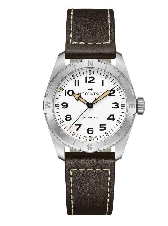 Hamilton Khaki Field Automatic White Dial Leather Round Men's Watch H7 ...