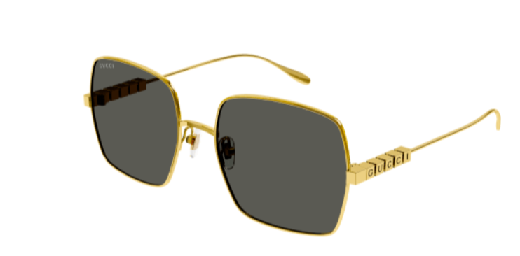 Gucci GG1434S 001 Gold/Grey Oversized Square Women's Sunglasses ...