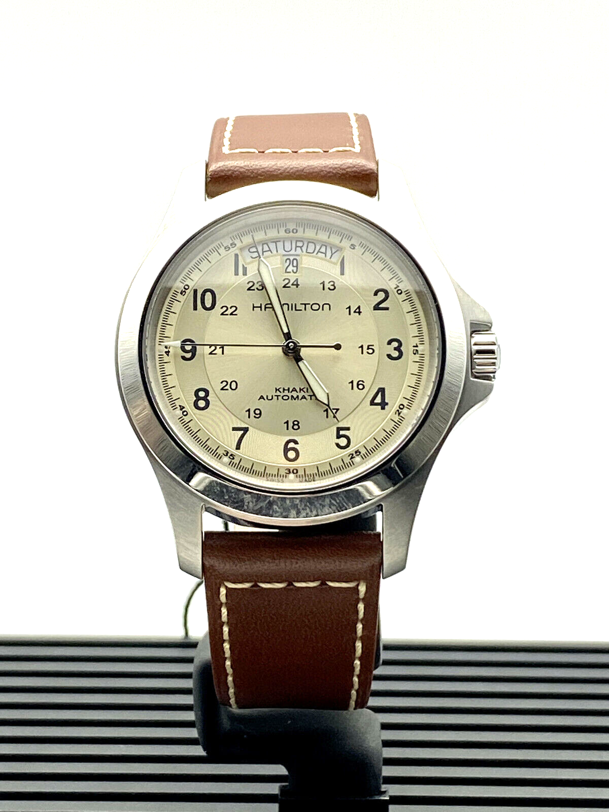 Hamilton Khaki Field King Auto Brown Leather Men's Watch H64455523 ...